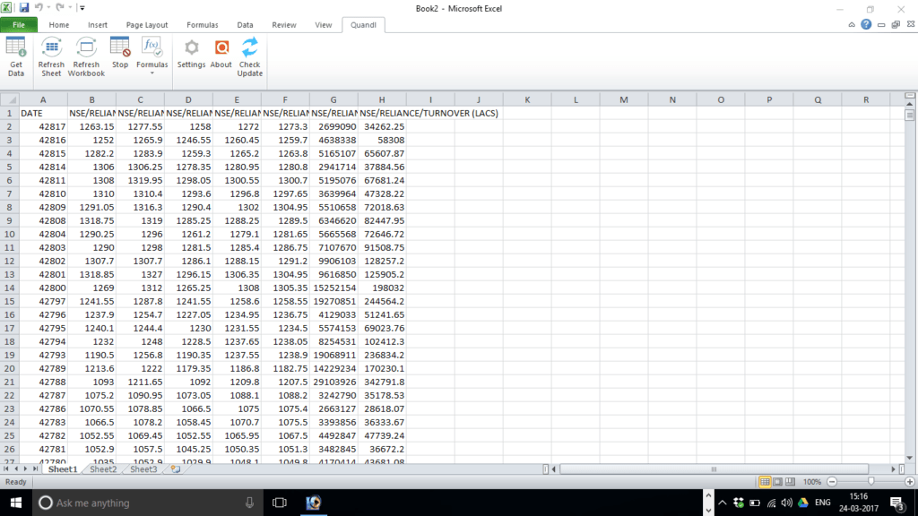 Create Excel Stock Research System Using Quandl Stock Data