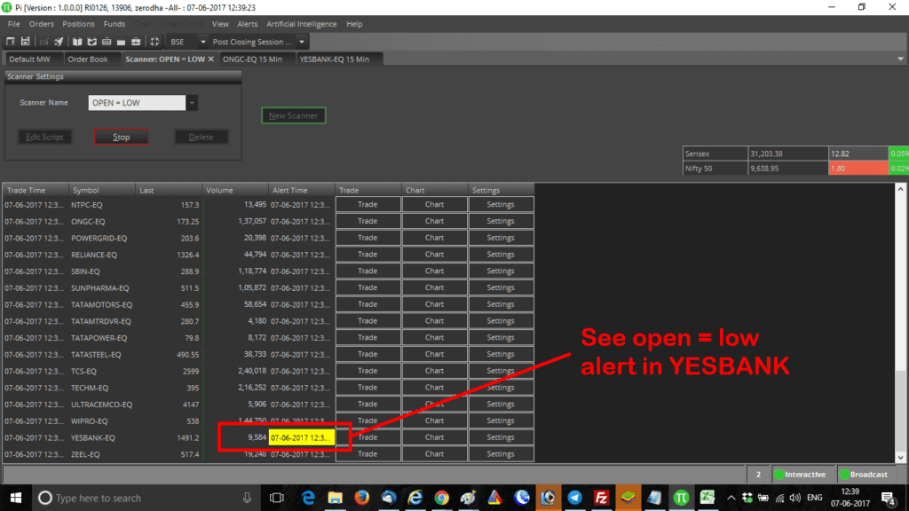 Using Zerodha Pi Scanner Code for Intraday Alert - StockManiacs