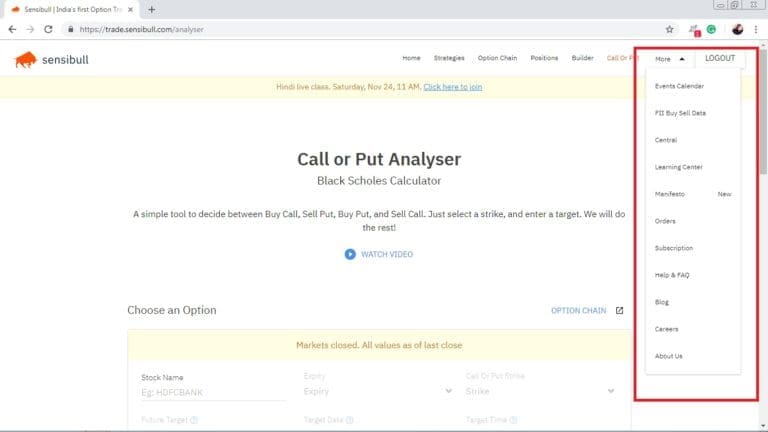 Options Trading App Sensibull Option Chain Review - StockManiacs