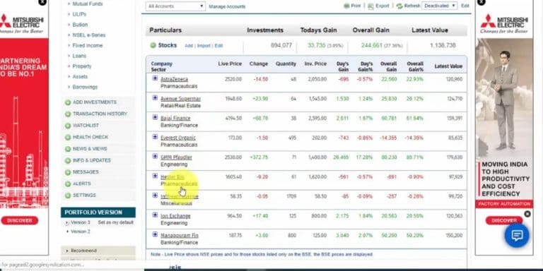 Moneycontrol Portfolio with Good Value Stocks - StockManiacs