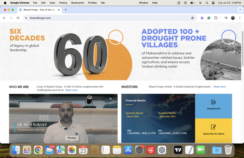 Bharat Forge Share Price Graph and News - StockManiacs